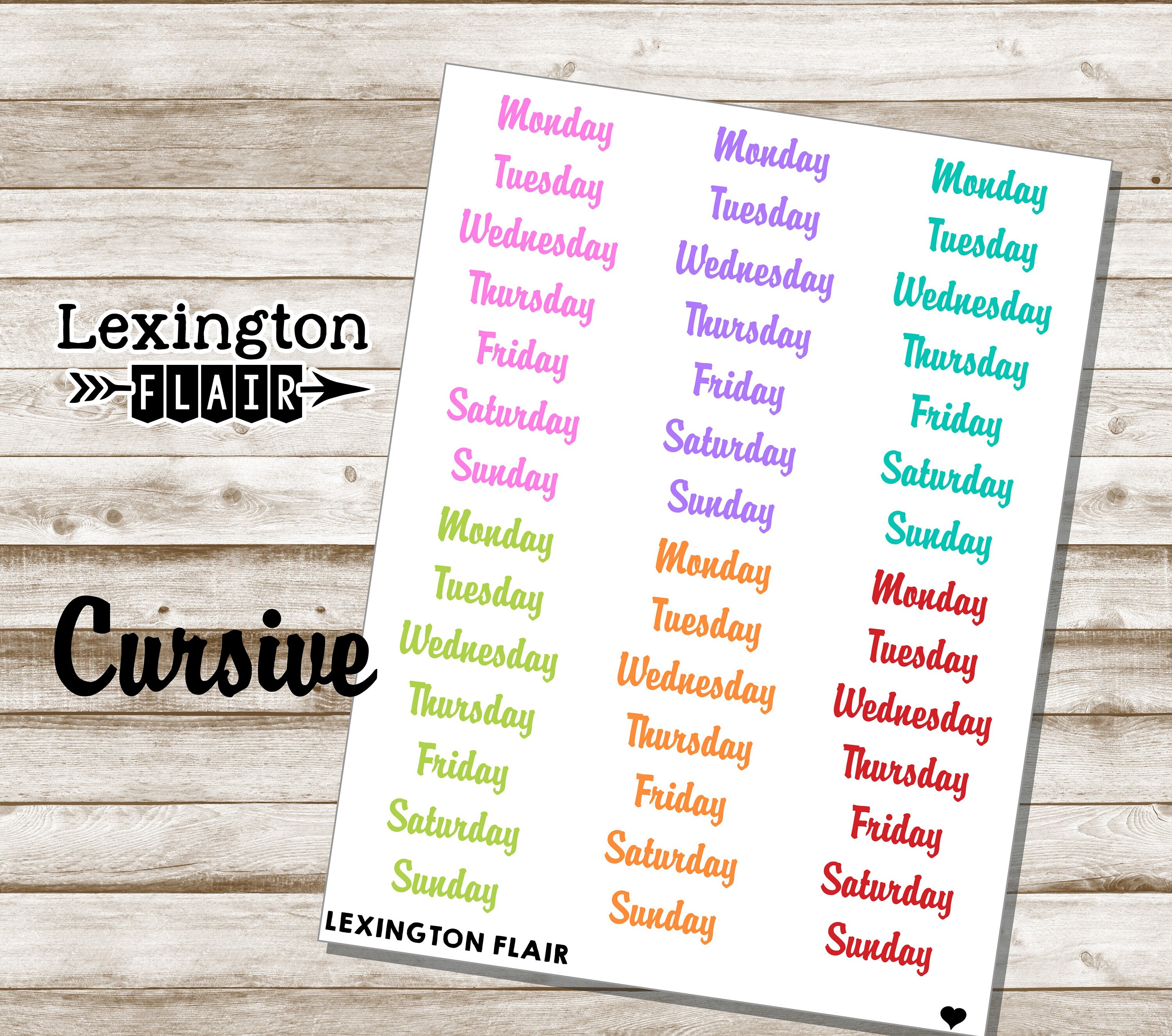 Days of the Week Block or Cursive Planner Stickers - Etsy