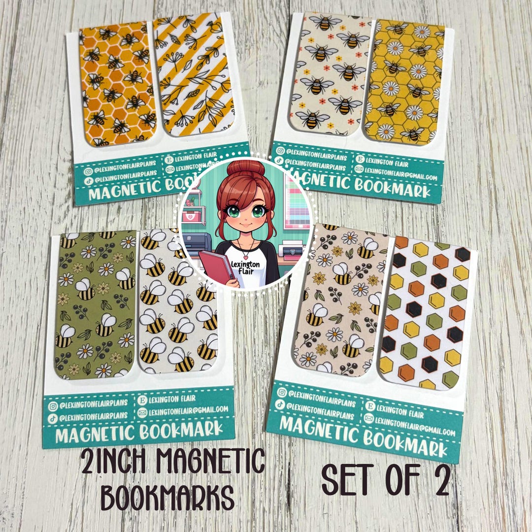 Magnetic Bookmarks - Set of Two - Bee Themed - Etsy