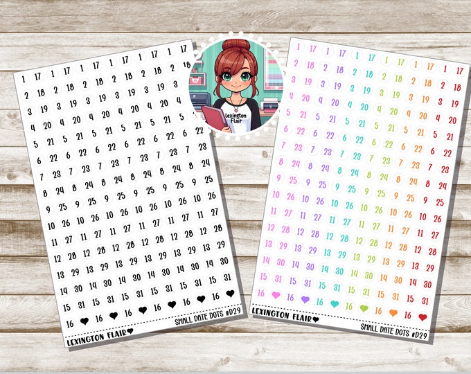 Number Stickers for Date in Undated Planner, Calendar, Journal or ...