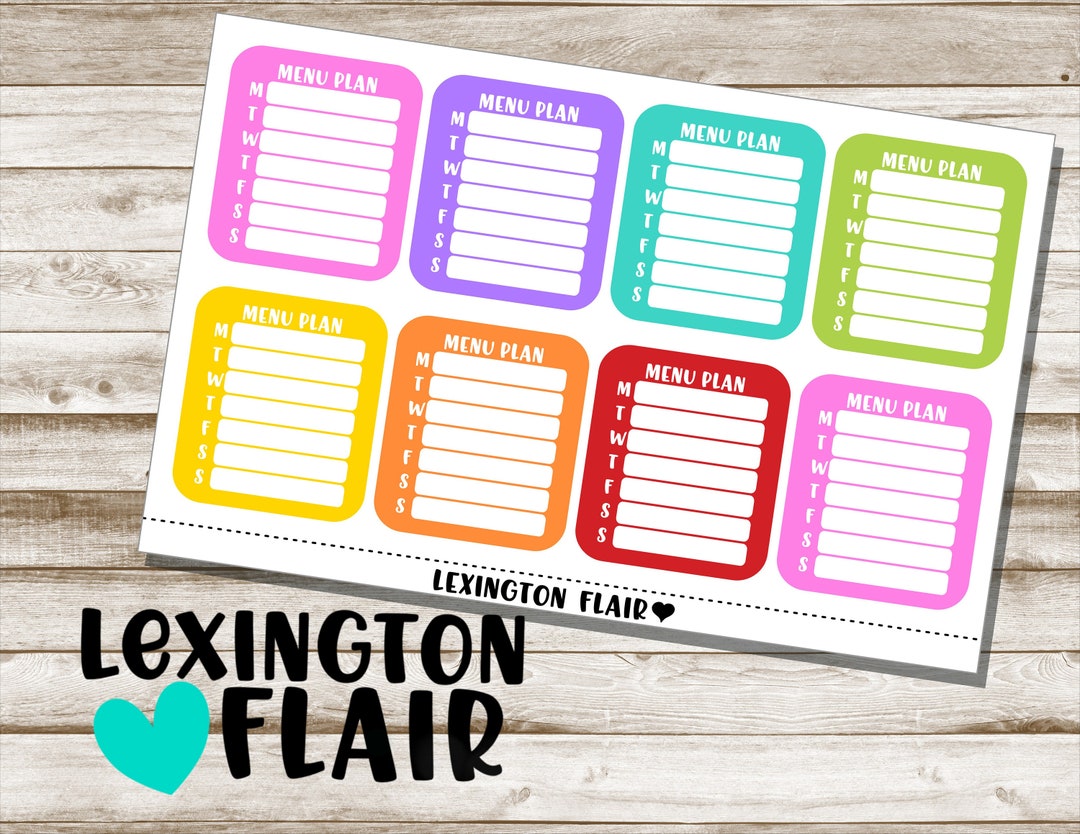 Sidebar Weekly Menu Plan - Planner Stickers* - Etsy