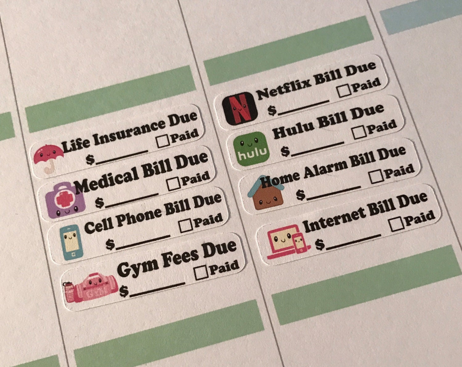 Kawaii Logo Bill Payment Planner Stickers | Etsy