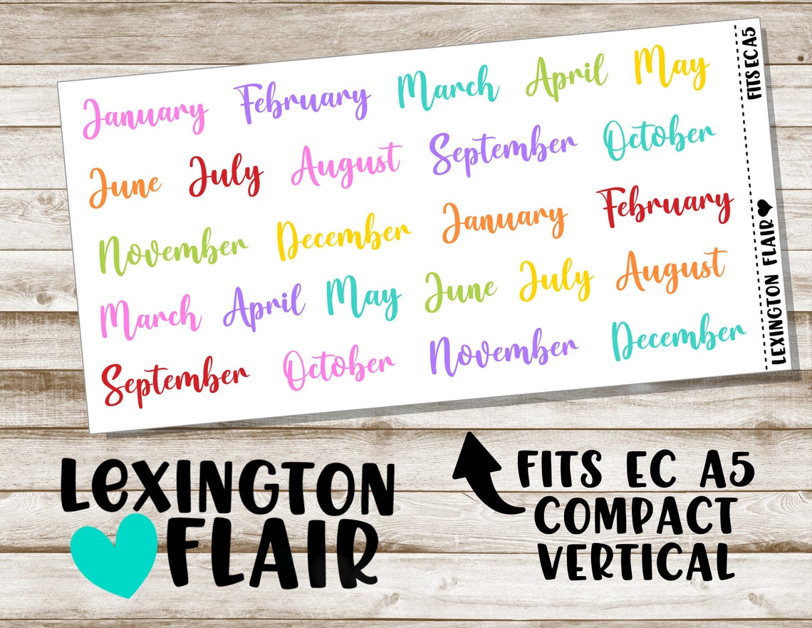 Months Cursive Wording - Planner Stickers - Etsy