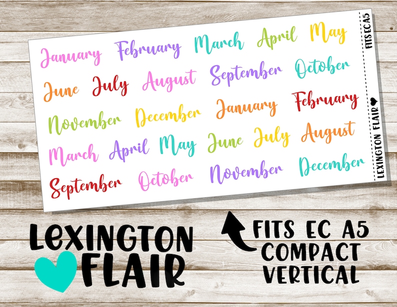 Months Cursive Wording - Planner Stickers - Etsy
