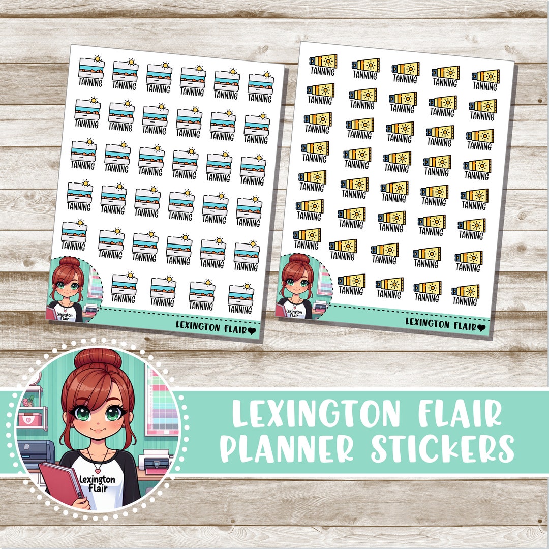 Tanning Bed - Tanning Lotion - Icon Stickers - Planner Stickers - Etsy