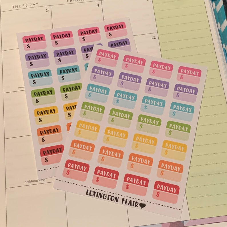 Payday Tracker Two-toned Mini Planner Stickers - Etsy