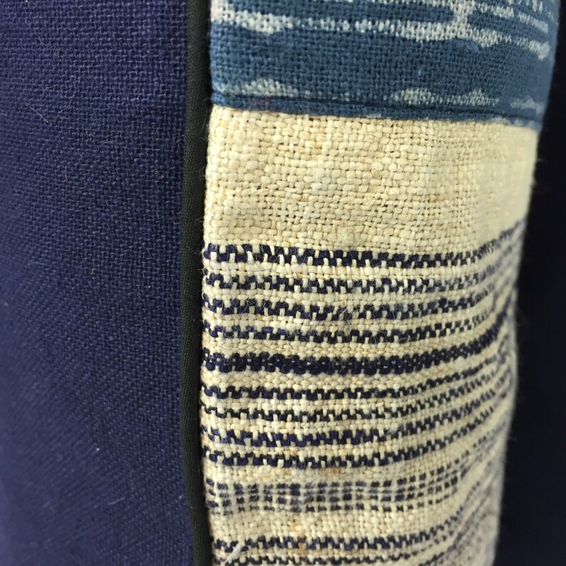 Indigo Batik Pillow With Handwoven Hemp Panel Hmong Fabric - Etsy