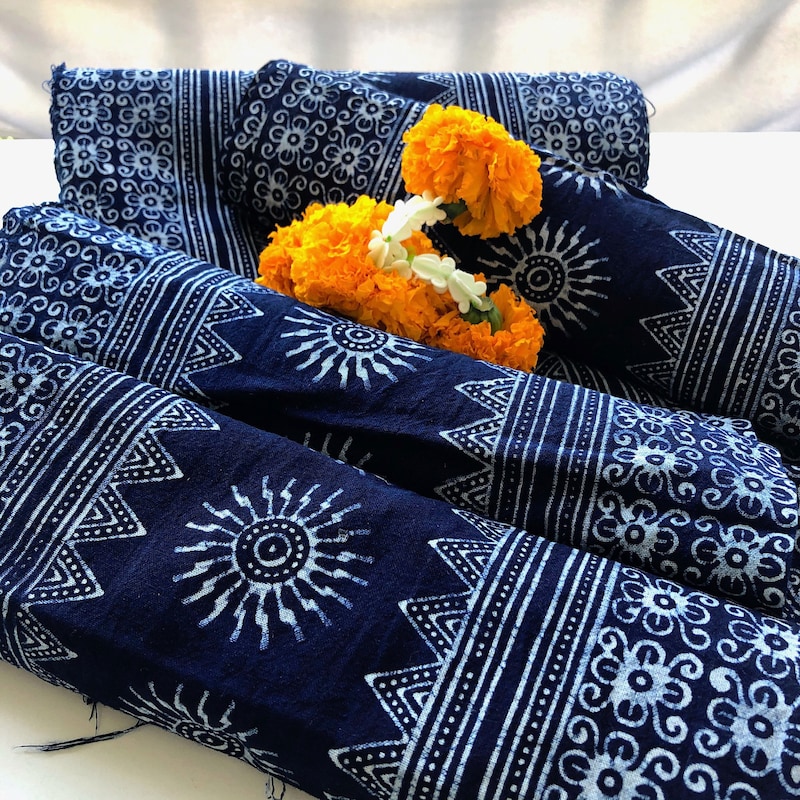 Indigo Batik Fabric - Etsy