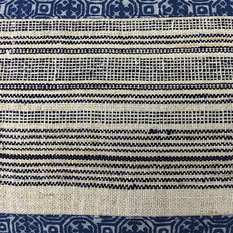 Indigo Batik Pillow With Handwoven Hemp Panel Hmong Indigo | Etsy
