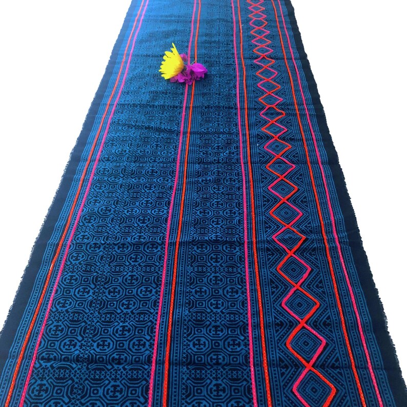 Hmong Fabric Table Runner in Teal 2mt in Traditional Design DIY Decor ...