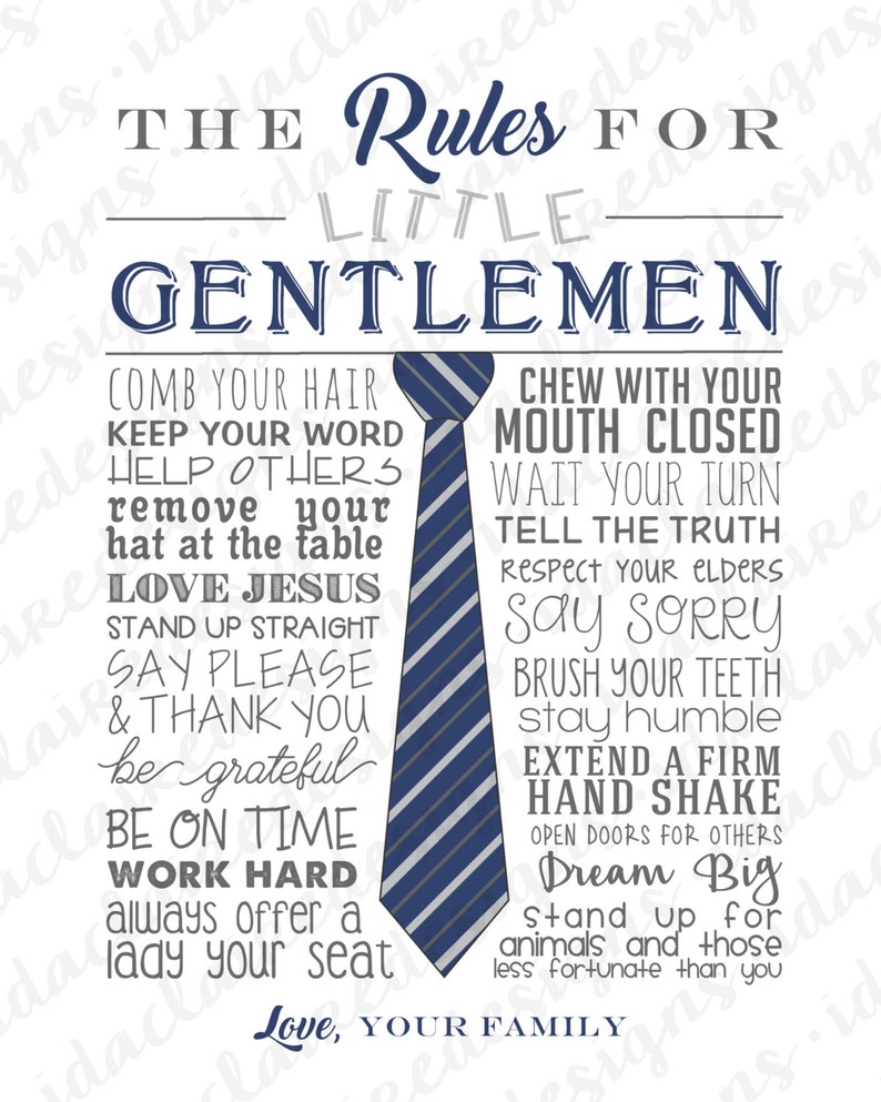 Digital Download Print Little Gentlemen Rules - Etsy
