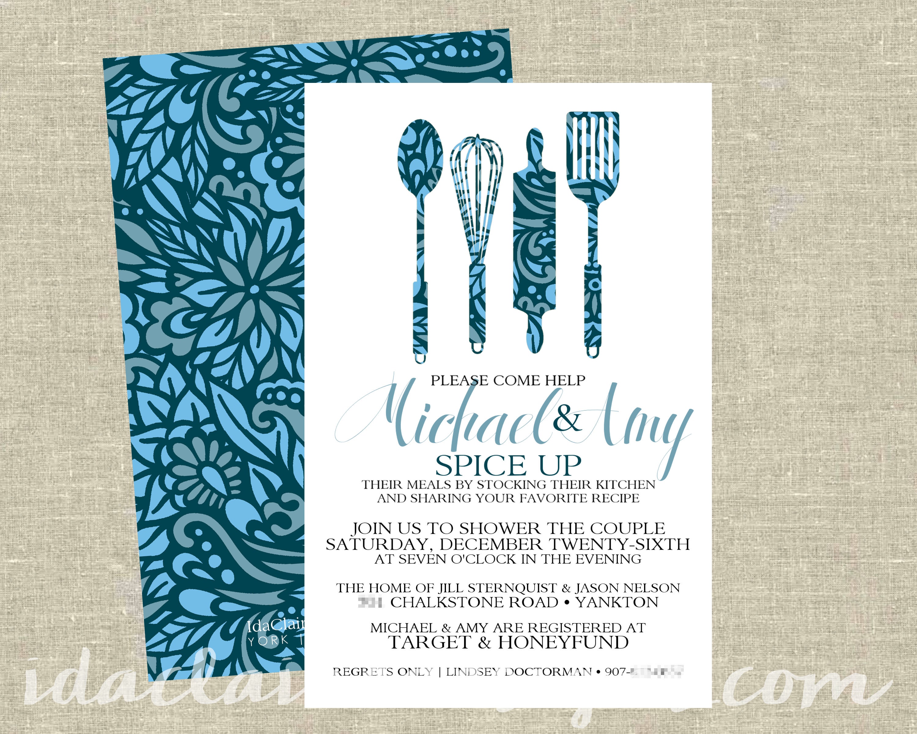 Kitchen Shower Invitation Digital Download | Spice up | Add-on Recipe ...