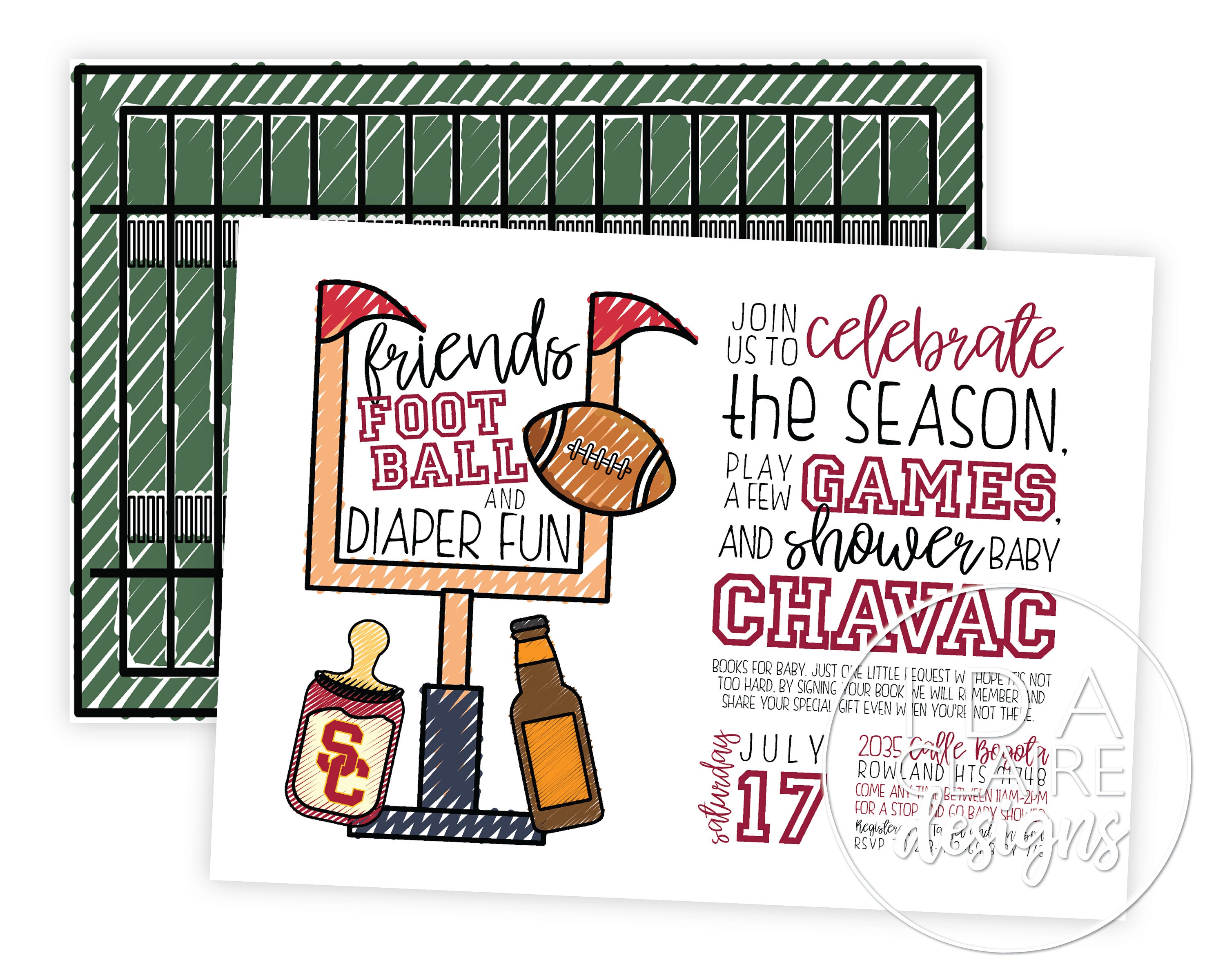 Football Tailgate Baby Shower or Other Party Digital Download ...