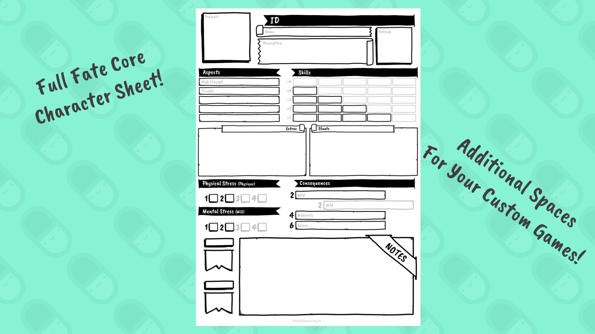 Fate Core Custom Character Sheet - Etsy UK
