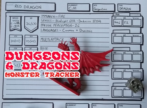 Dungeons and Dragons 5e Compatible Monster Tracking Sheet - Etsy UK