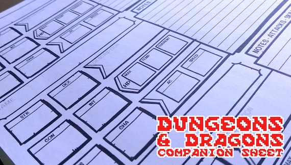 Dungeons & Dragons Companion Sheet 5th Edition Compatible - Etsy