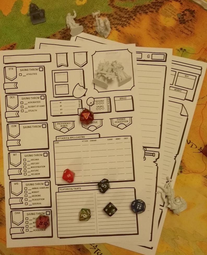 Dungeons & Dragons 5th Edition Character Sheet - Etsy