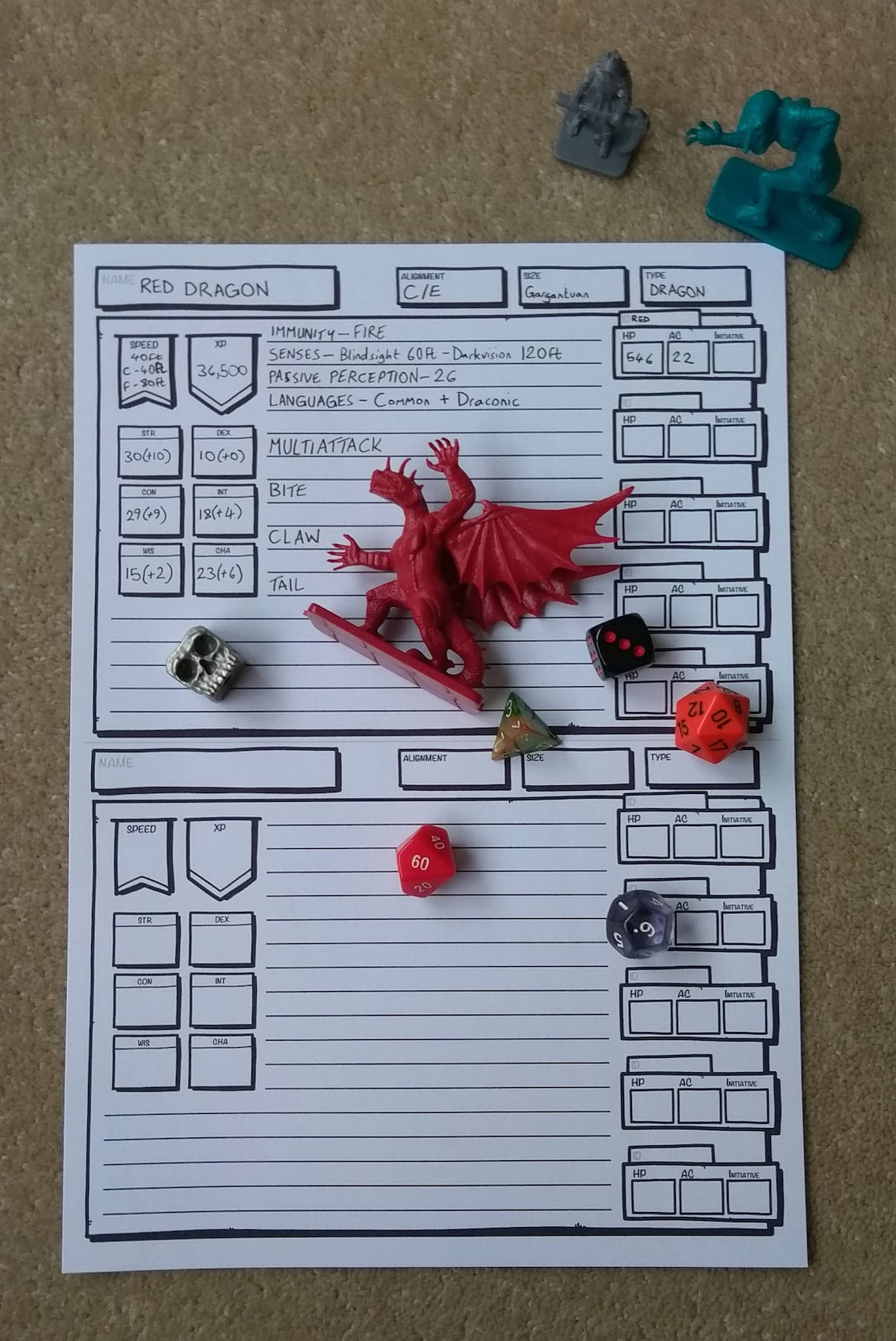 Dungeons and Dragons 5e Compatible Monster Tracking Sheet | Etsy