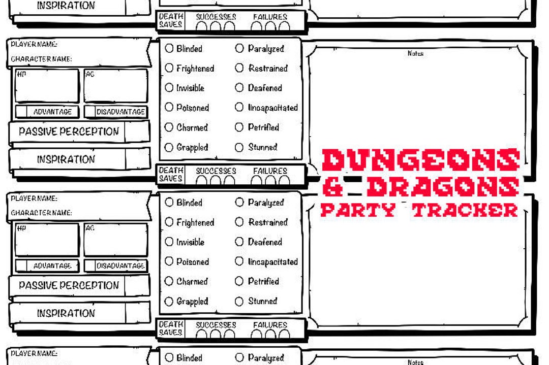Dungeons and Dragons 5th Edition Compatible Party Tracker - Etsy