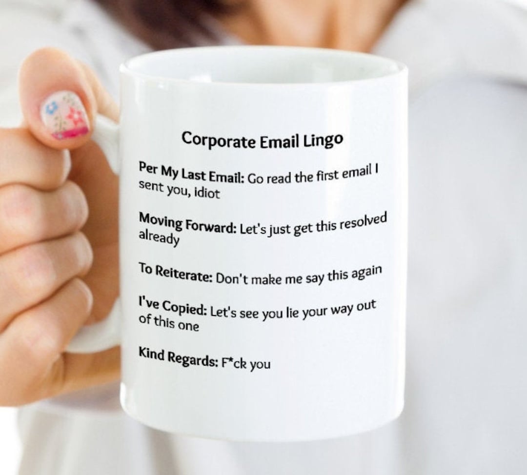 Corporate Email Lingo Mug, Gift for Coworker, Gift for Boss, Coworker ...