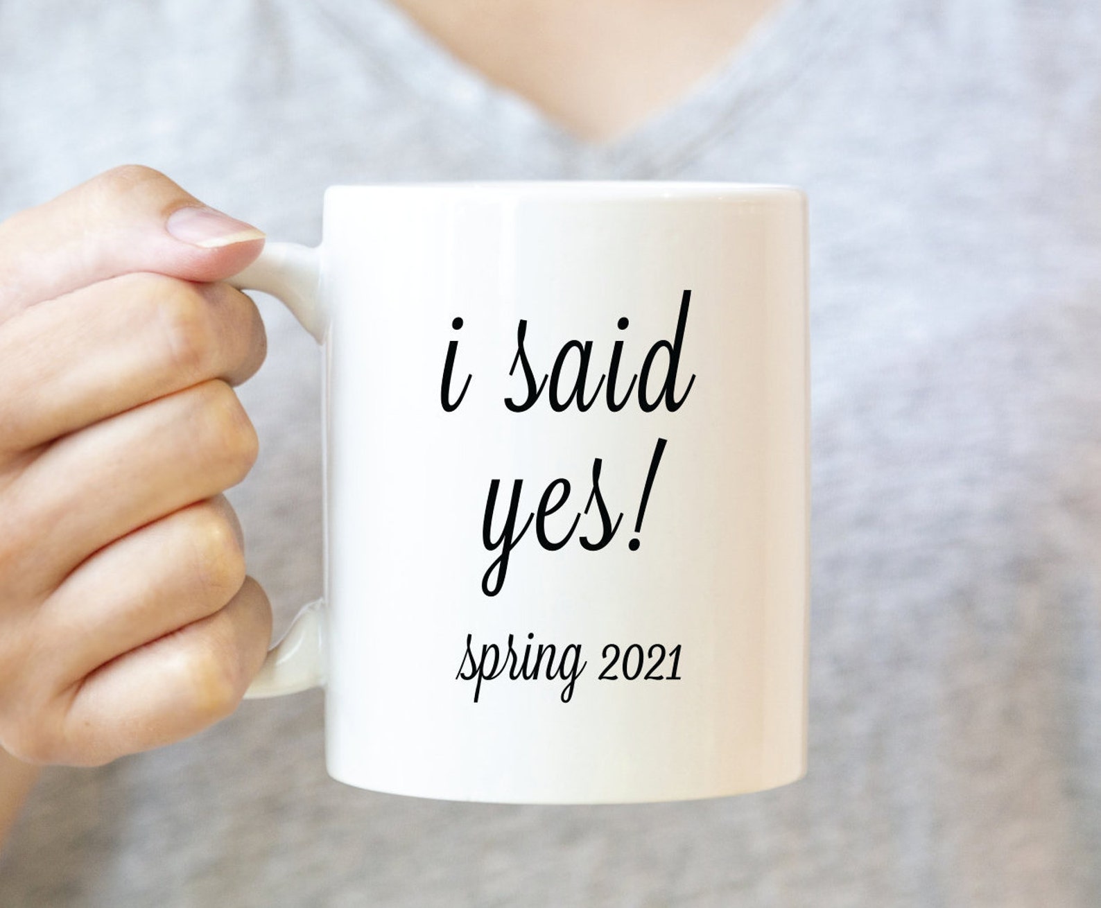 Custom I Said Yes Mug, Custom Engagement Mug, Custom Wedding Date Mug ...