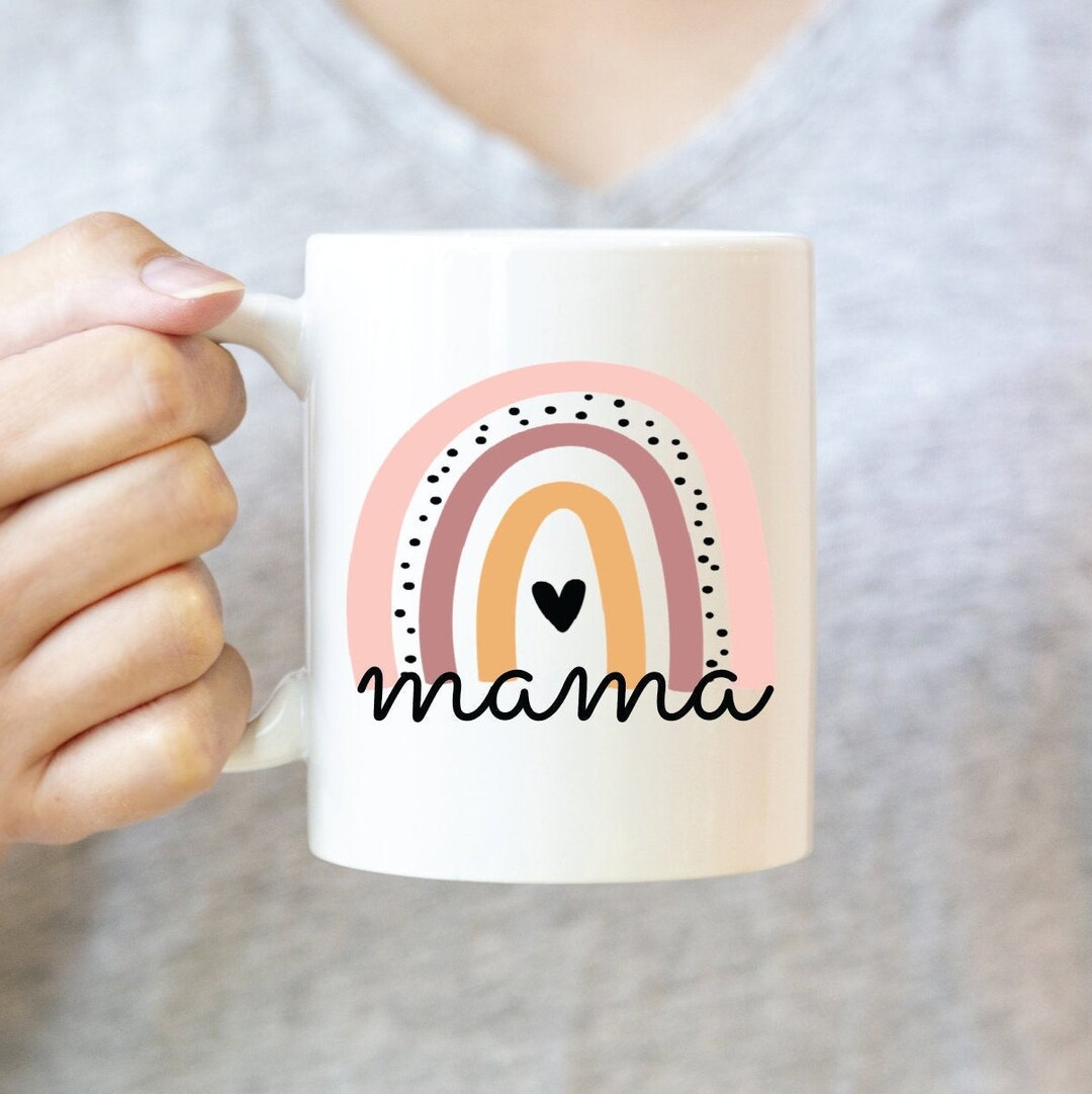 Mama Mug With Cute Print Placed on Both Sides, Mama Rainbow Coffee Mug ...