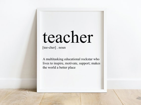 Teacher Definition Print Teacher Poster Teacher Print | Etsy