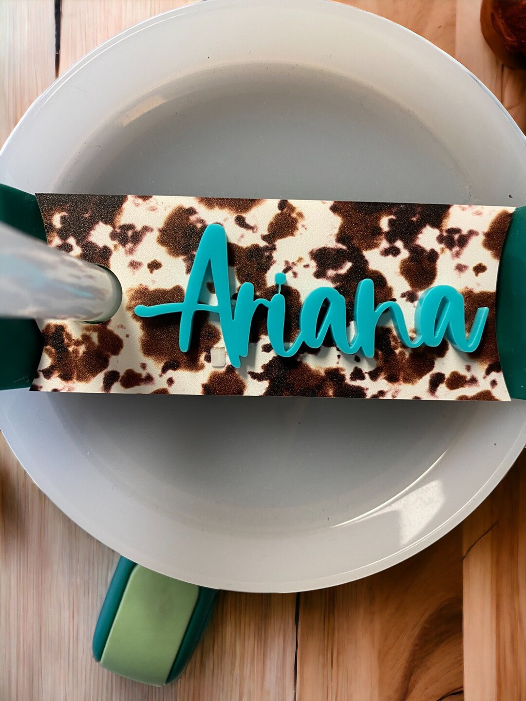 Cow Print and Turquoise Tumbler Tag - Custom Tumbler Name Tag 30 40 Oz ...