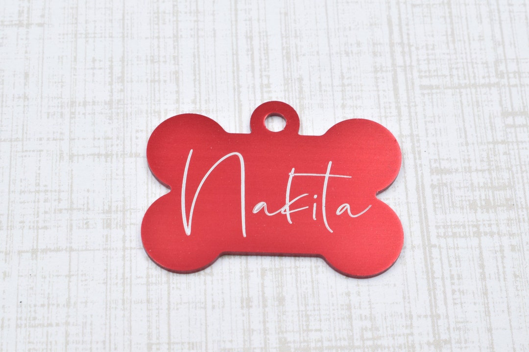 Red Engraved Dog Tag - Dog Name Tag - Pet ID Tag - Bone Tag -dog Tag ...
