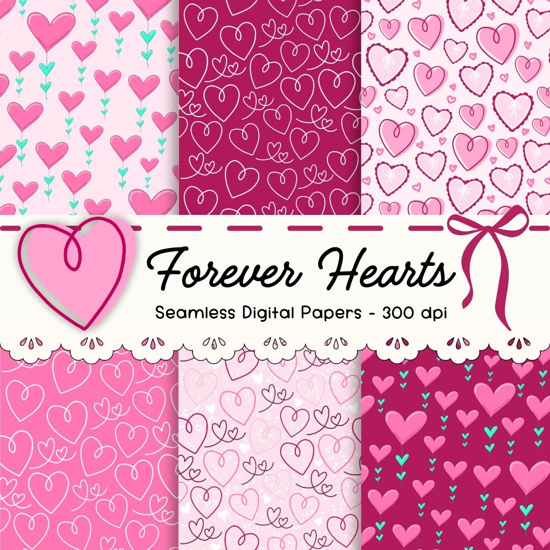 Heart Seamless Digital Paper: Valentine's Day Pattern (digital Download ...