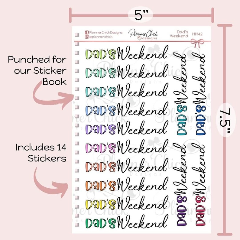 HM42 Dad's Weekend Planner Stickers Kids Weekends With - Etsy