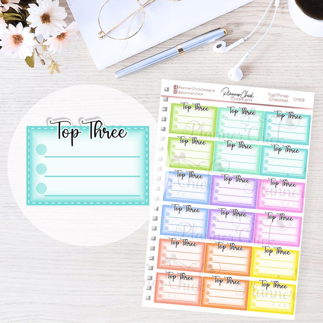 Top Three Checklist Planner Stickers for Productivity Stickers for ...