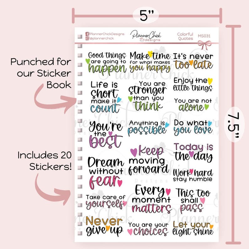 Inspirational Quote Planner Stickers: Colorful Affirmations - Etsy