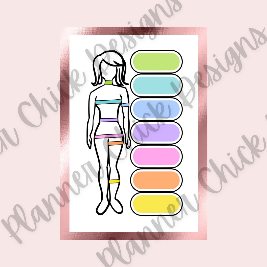 Body Measurements Digital Sticker - for Digital Planner - Etsy