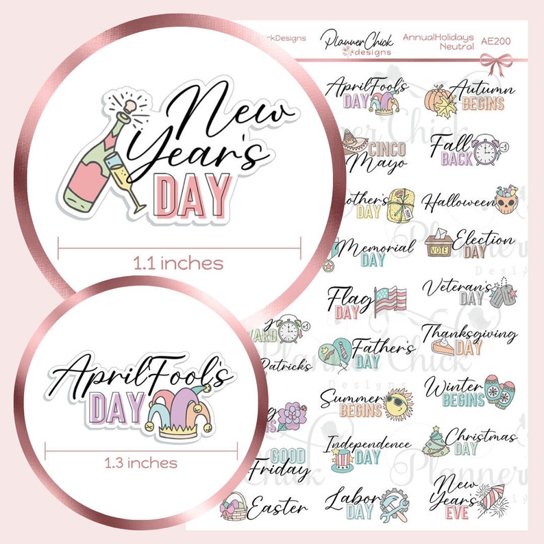 Annual Holidays Planner Stickers - Etsy