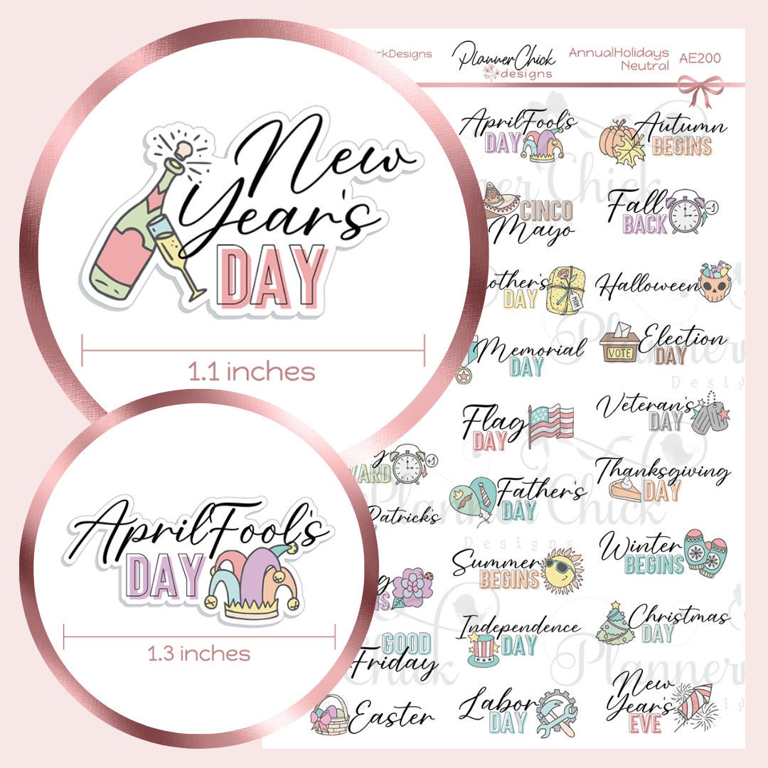 Annual Holidays Planner Stickers - Etsy