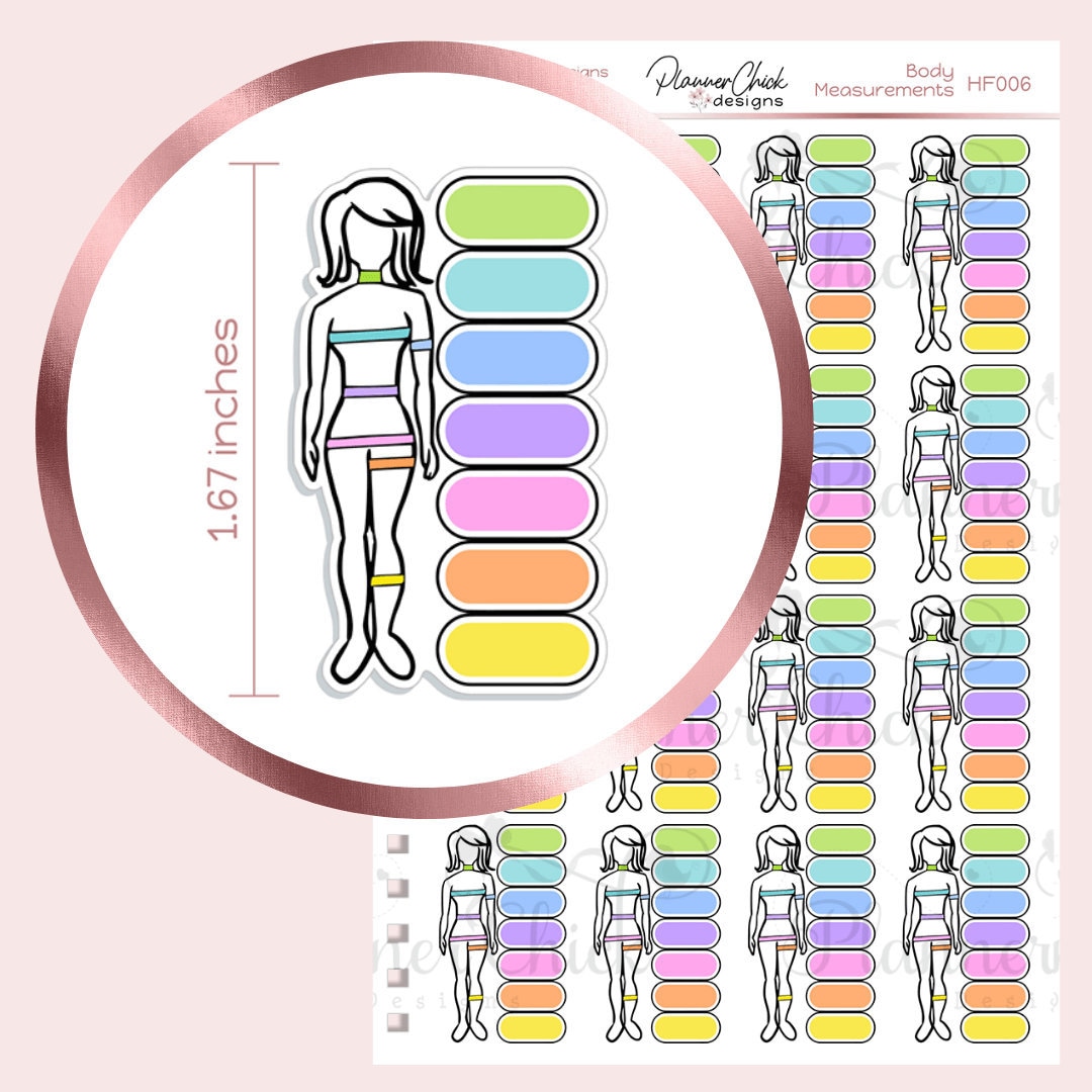 Body Measurement Planner Stickers: Fitness Tracker, Weight Loss - Etsy