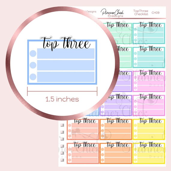 Top Three Checklist Planner Stickers | Etsy