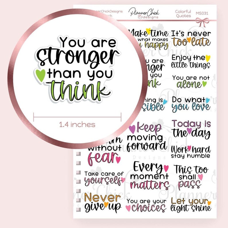 Inspirational Quote Planner Stickers: Colorful Affirmations - Etsy