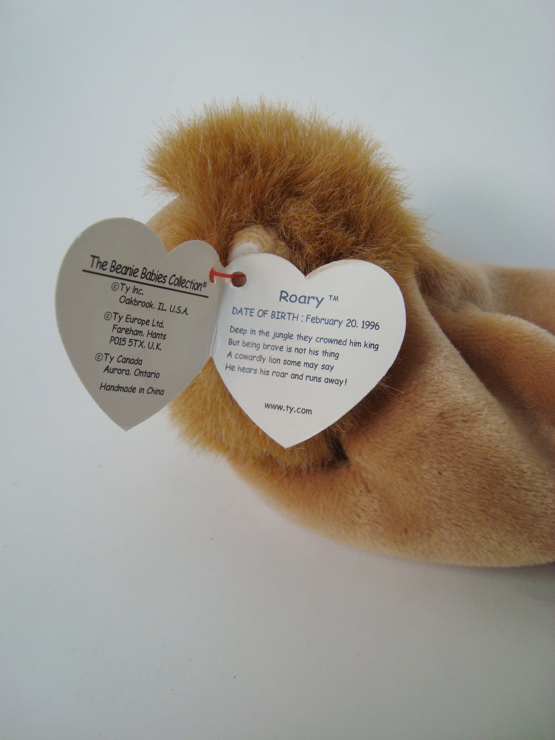 Ty Roary Beanie Baby, Roary Lion Beanie Baby, Retired 1996 Collectible ...