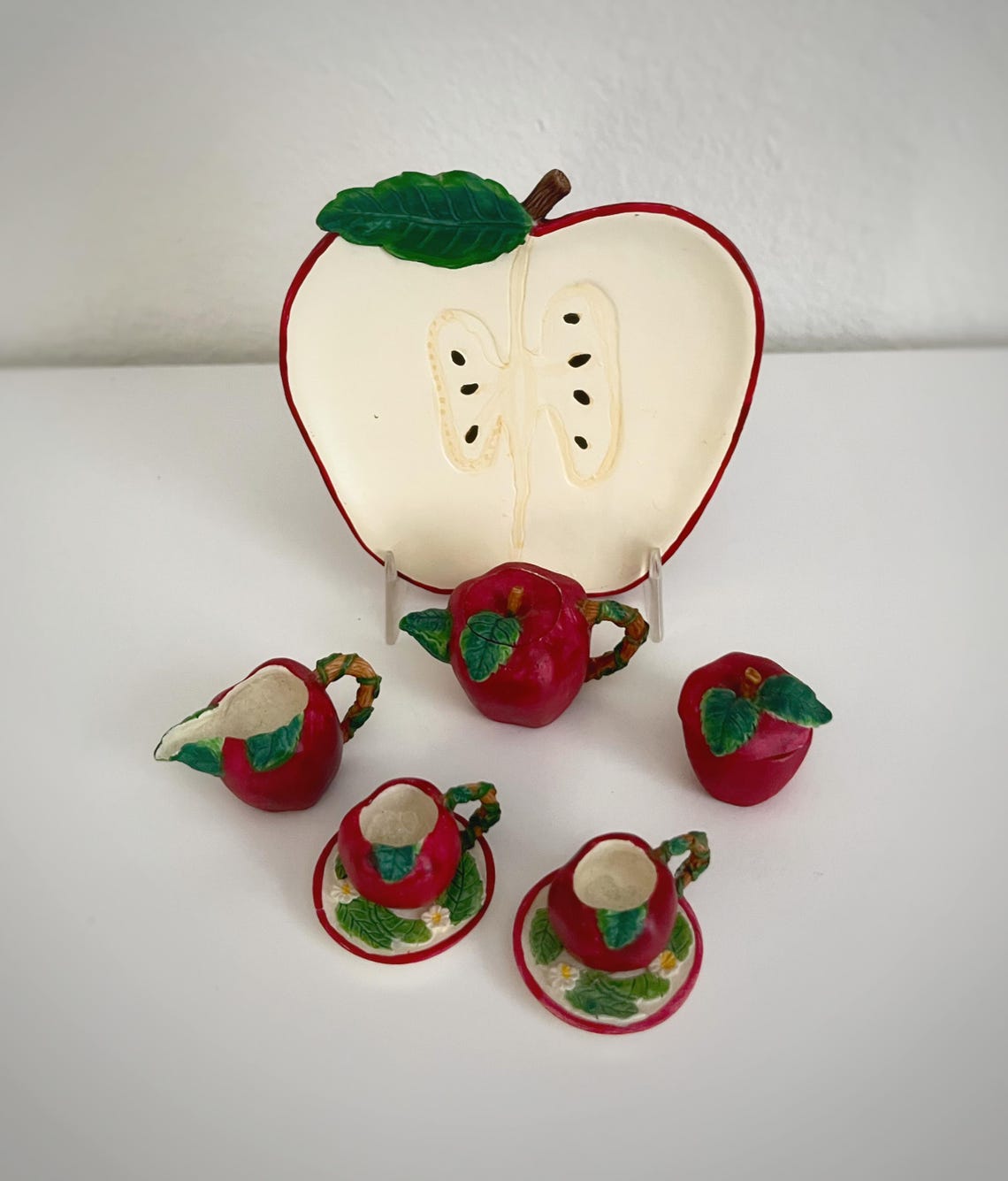 Rare Vintage Miniature Apple Tea Set, 1990s Mini 6 Pc Tea Set, FREE ...