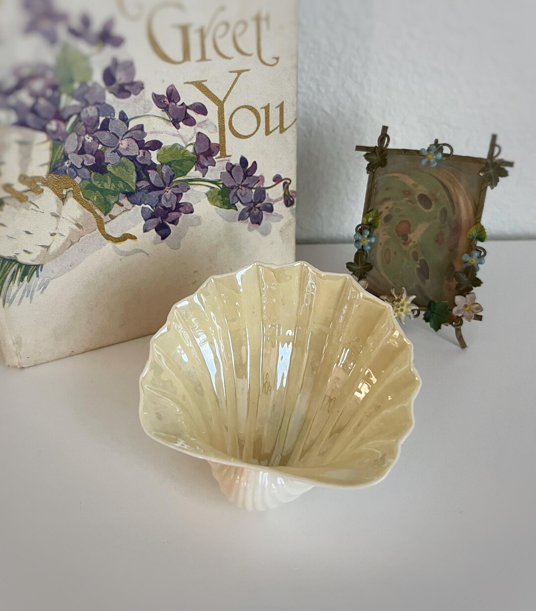 RARE Belleek Neptune Shell Sugar Bowl, Belleek Open Sugar or Salt Bowl ...