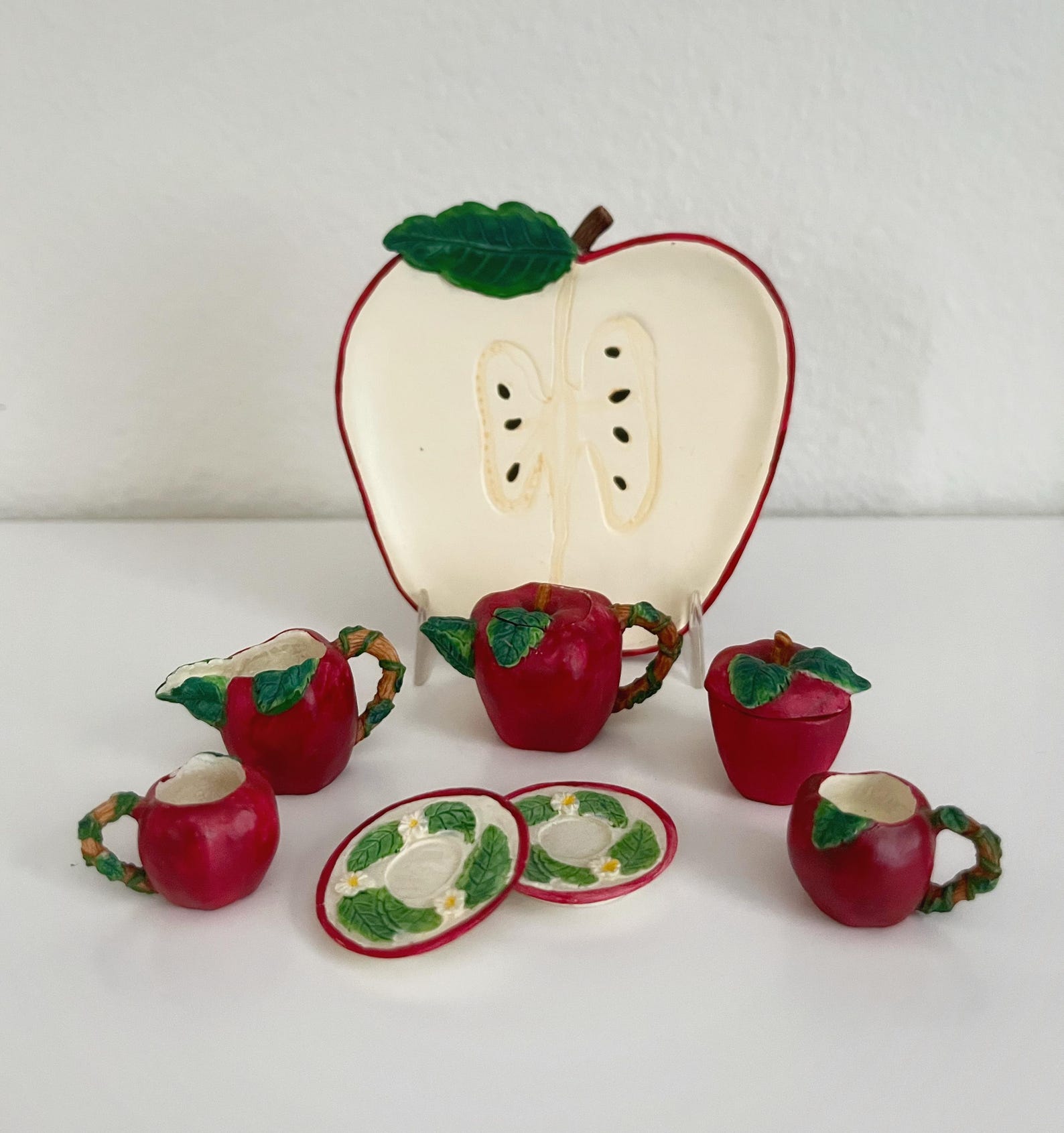 Rare Vintage Miniature Apple Tea Set, 1990s Mini 6 Pc Tea Set, FREE ...