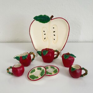 Rare Vintage Miniature Apple Tea Set, 1990s Mini 6 Pc Tea Set, FREE ...
