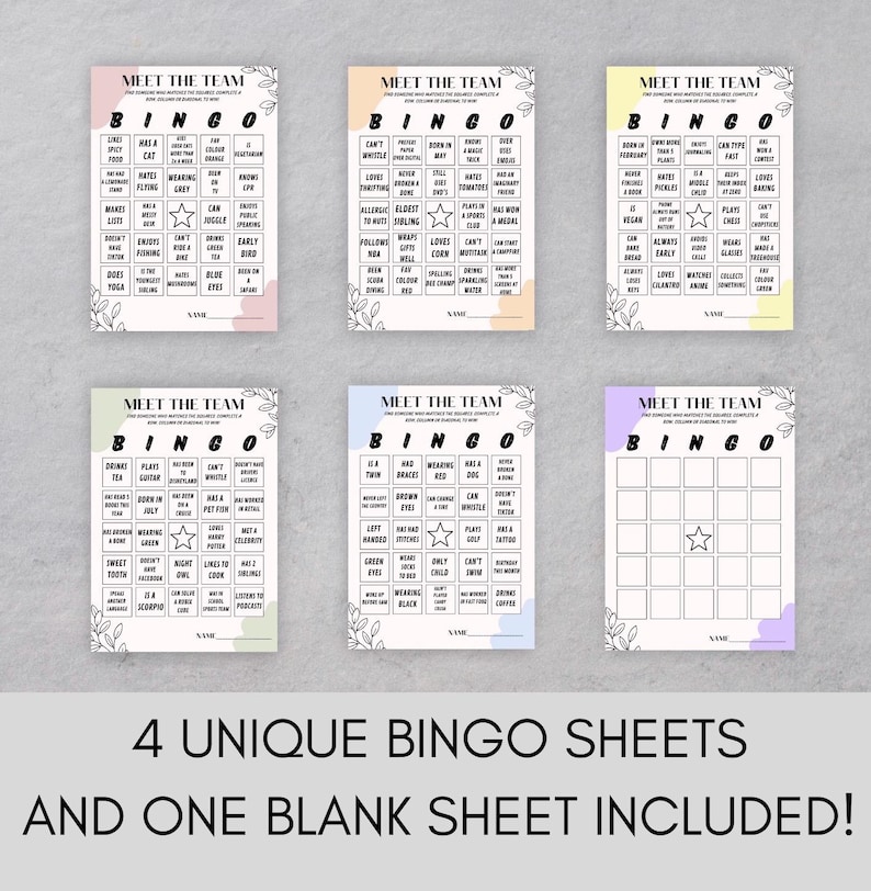 Coworker Bingo Team Building Games Class Reunion Games Employee ...