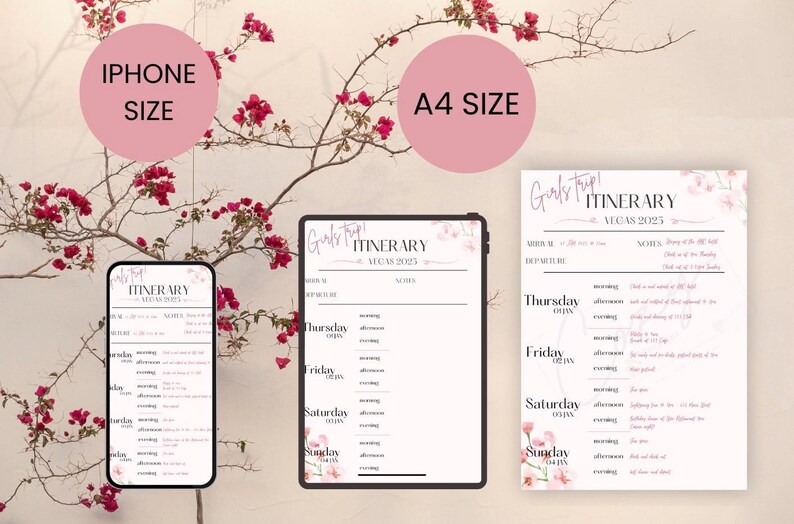 Girls Trip Itinerary Template Birthday Weekend Itinerary Template Itenary Template Travel ...