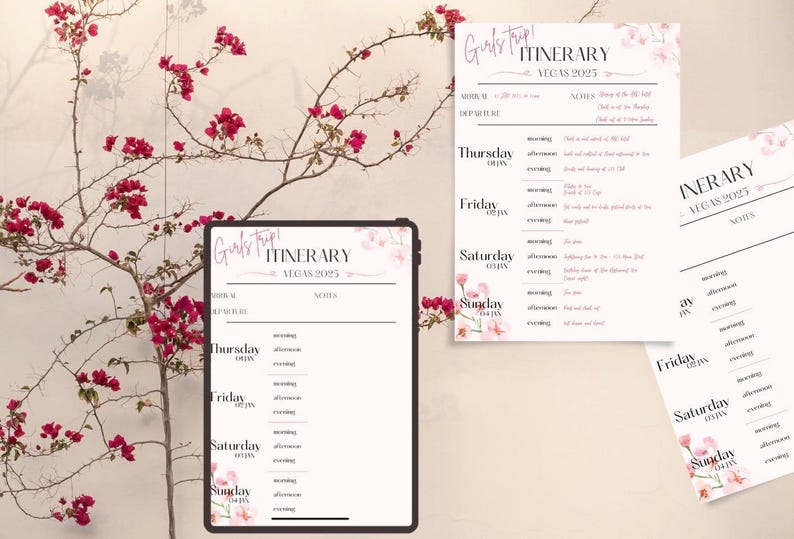 Girls Trip Itinerary Template | Weekend Getaway Planner (digital) - Etsy