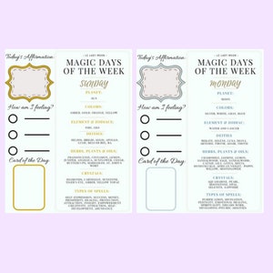 Magic Days of the Week Journal Printable, PDF Download, Book of Shadows ...