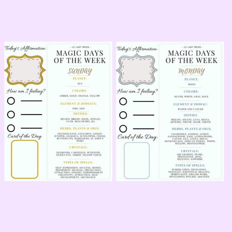 Magic Days of the Week Journal Printable PDF Download Book - Etsy
