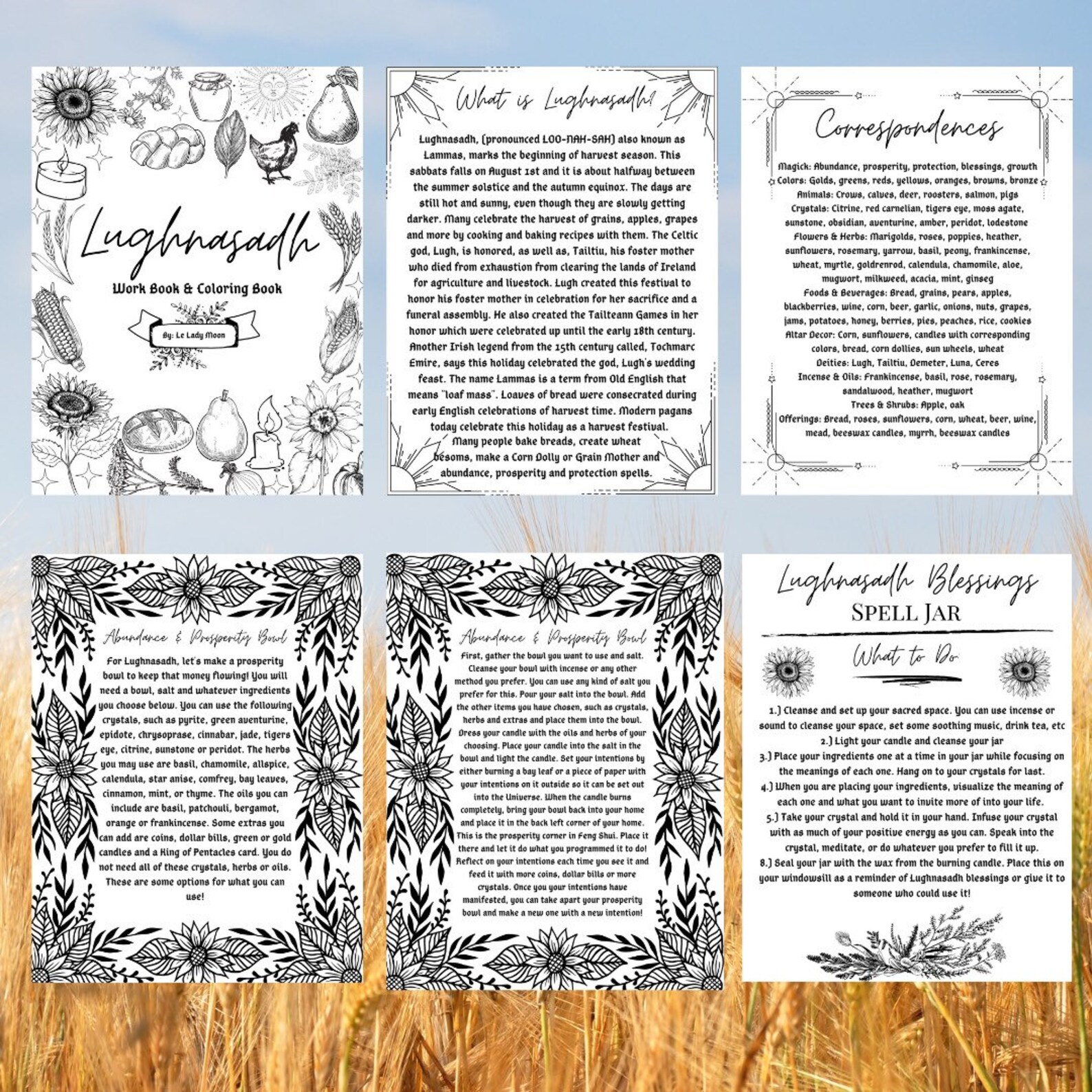 Lughnasadh Workbook & Coloring Book Printable Download PDF - Etsy