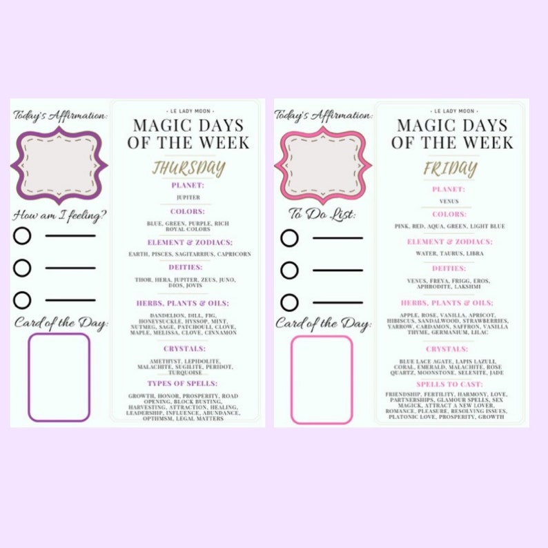 Magic Days of the Week Journal Printable PDF Download Book - Etsy